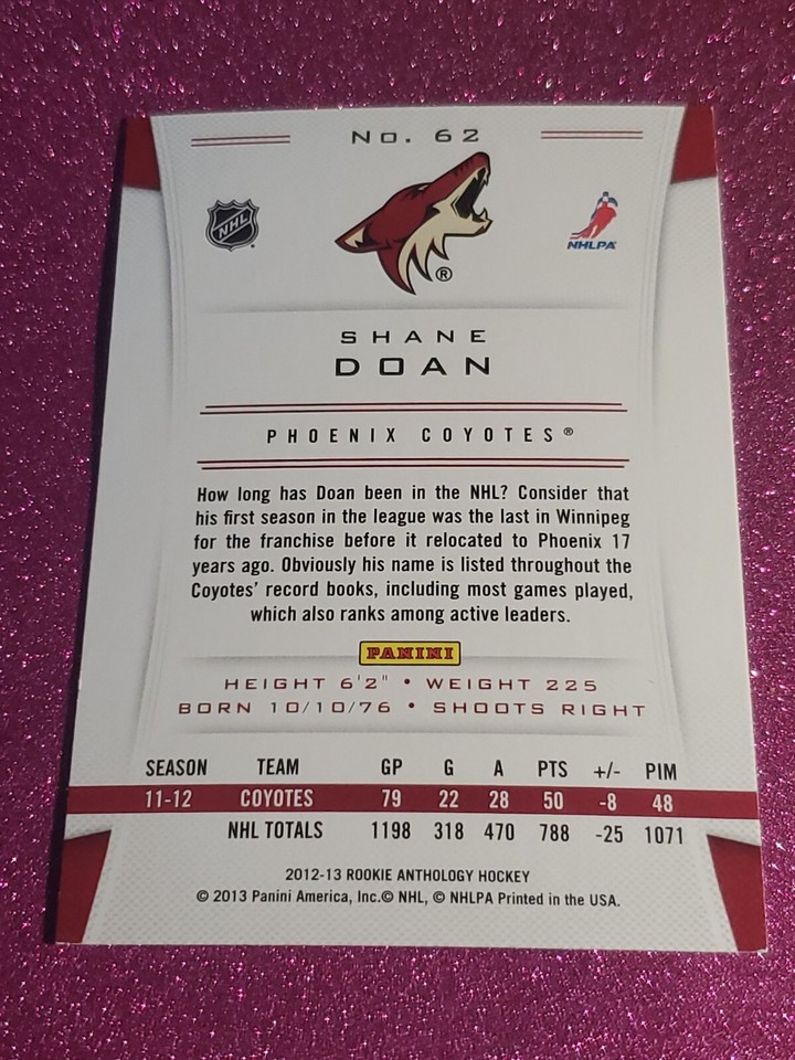 2012-13 Panini Rookie Anthology Coyotes Hockey Card #62 Shane Doan | eBay
