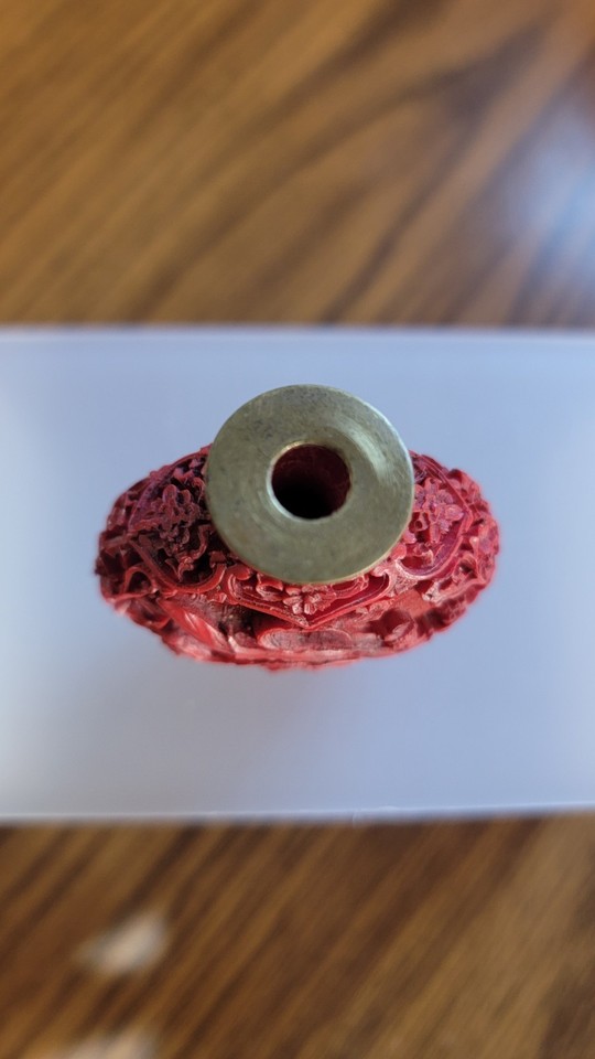 Chinese Cinnabar Style Carved Snuff Bottle Phoenix Floral Motif 3" Red ...