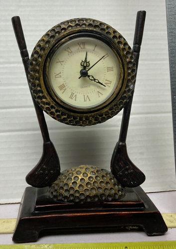 Quartz Miniature Desk clock Golf Ball Silver Tone 7 " X 4" free ...