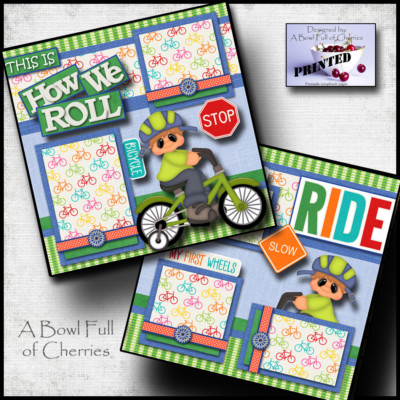 HOW WE ROLL ~ bicycle BOY 2 premade scrapbook printed pages paper ...