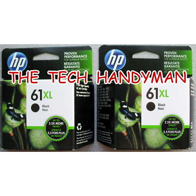 2-PACK HP GENUINE 61XL BLACK INK (RETAIL BOX) OFFICEJET 2620 4630 4631 ...