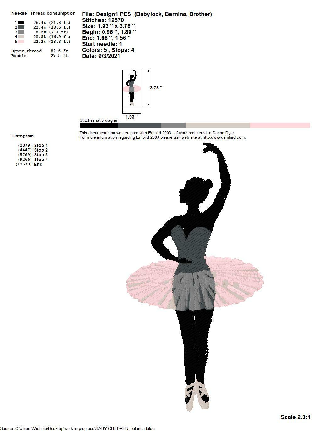 205 BALLET BALLERINA COLLECTION EMBROIDERY MACHINE DESIGNS PES JEF HUS ...