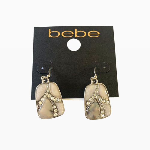 bebe Fashion Earrings Silver Tone Light Pink Stone Trapezoid Dangle ...