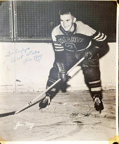 JIM HAY USHL OMAHA KNIGHTS HOCKEY AUTOGRAPH PHOTO 1950 1951 NHL AHL ...