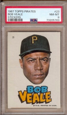 1967 TOPPS PIRATES STICKERS BOB VEALE #23 PSA 8!! | eBay