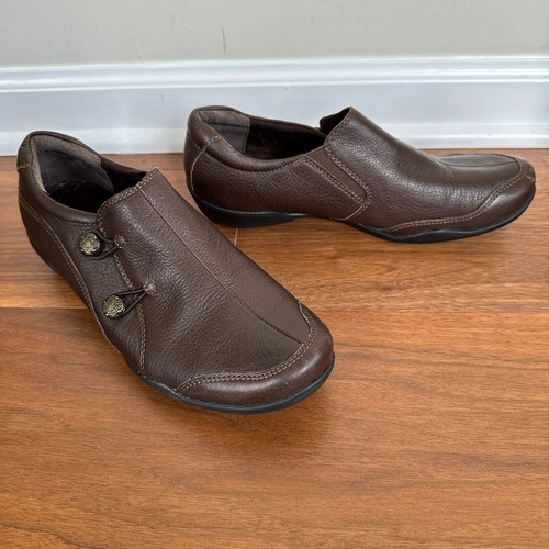 Taos Footwear Encore Brown Leather Slip On Button Shoes Women's Size US ...