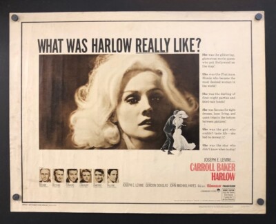 Harlow Original Half Sheet Movie Poster Carroll Baker 1965 *Hollywood ...