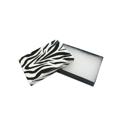 100 Pc Zebra Jewelry Gift Boxes Cotton Filled Batting 5-3/8'' x 3-7/8 ...