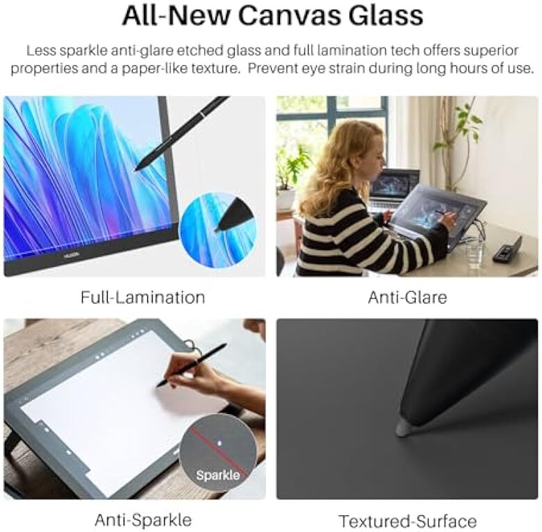 HUION Kamvas Pro 19 18.4" UHD Drawing Tablet w/ Touch Screen 16384 Pen ...