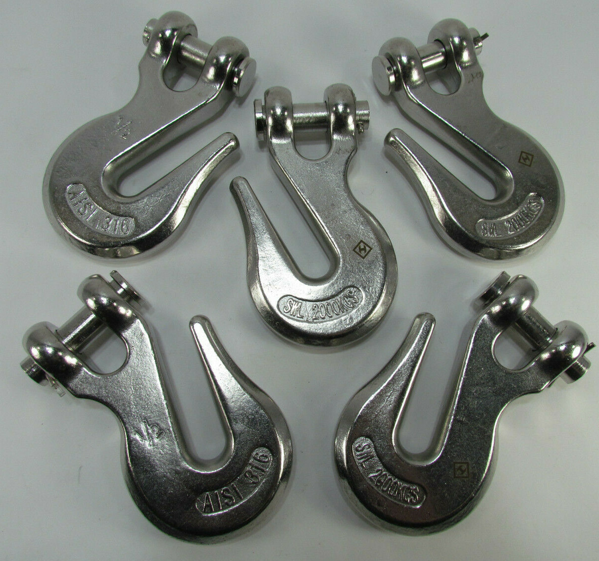 5 pcs 1/2'' Marine SS 316 Clevis Grab Hook Towing Shackle 5400 lbs 2000 ...
