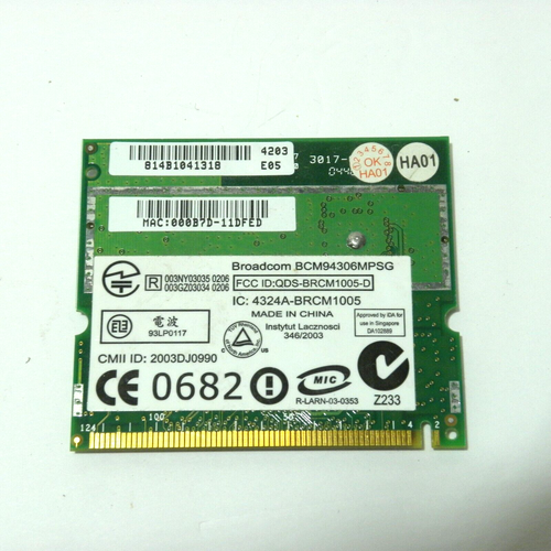 Broadcom Wireless Card Bcm 94306mpsg WLAN 802.11g | eBay