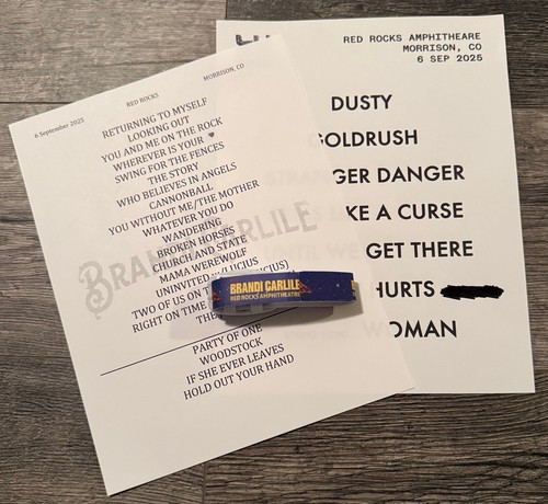 BRANDI CARLILE & ALLISON PONTHIER - RED ROCKS 9/6/2025 Wristband & x2 ...