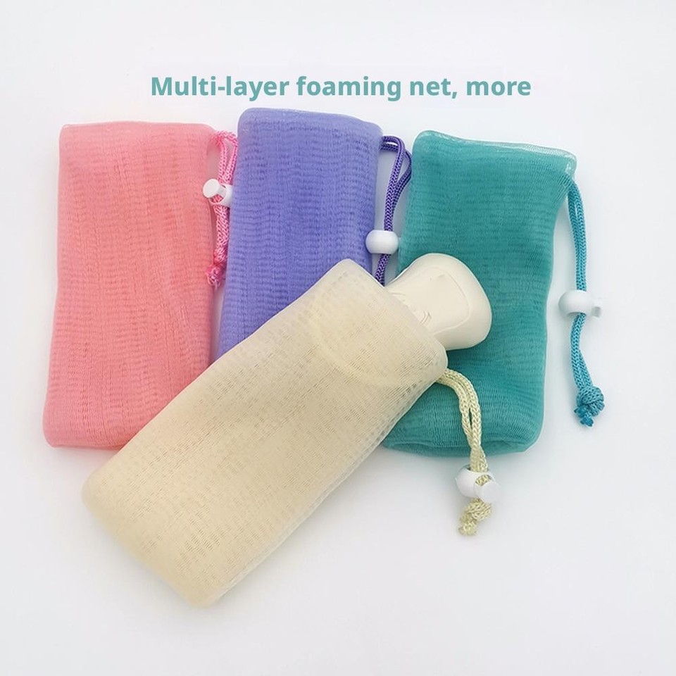 Mesh Foaming Soap Bags Facial Cleanser Foam Bag Drawstring Shower Hot ...