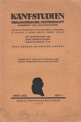 Kantstudien - Philosophische Zeitschrift Band XXXI Heft 1 Menzer, Paul ...