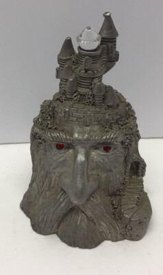 Spoontiques Pewter Old Man Wizard Merlin Face Mountain Castle Crystals ...