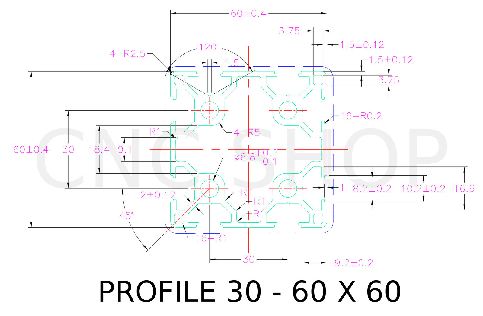 6060 END CAPS PROFILE30 60x60 ALUMINIUM TSLOT FRAME PROFILE EXTRUSION ...