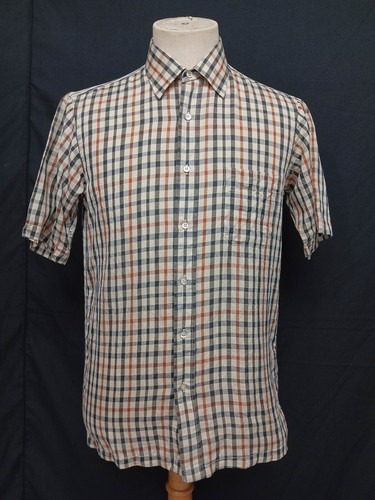 DAKS House Check Multicolor Linen Blend Men Casual Shirt Short Sleeves ...