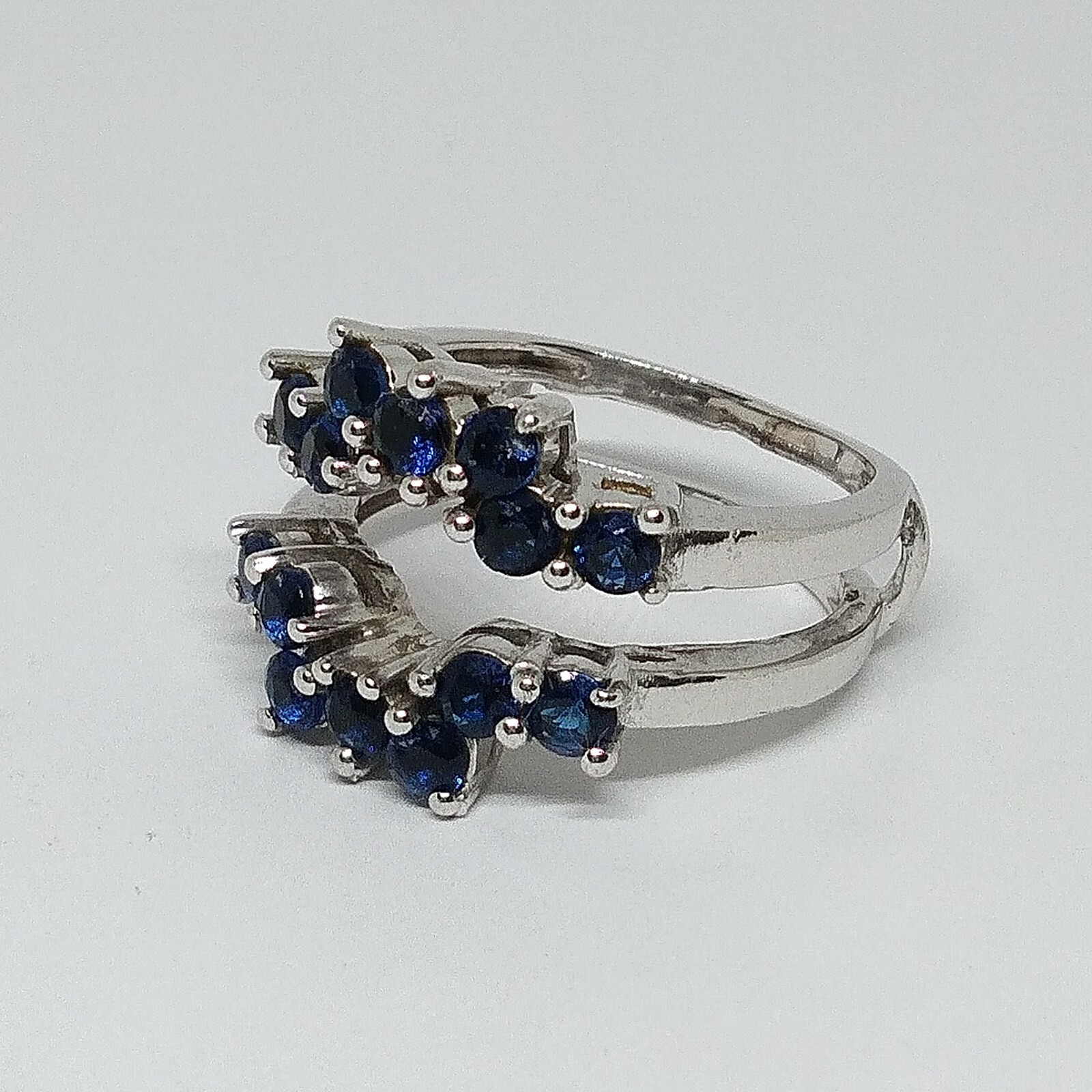 Lab-Created Blue Sapphire Solitaire Enhancer Guard Wrap Insert Ring ...