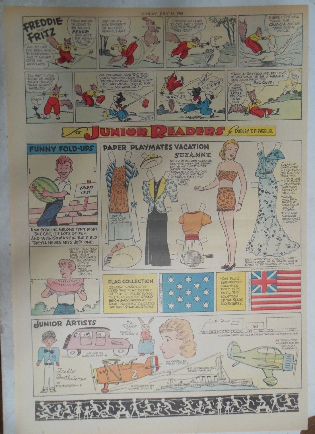 Junior Readers Paper Doll by Dudley Fisher from 7/24/1938 Full Page ...
