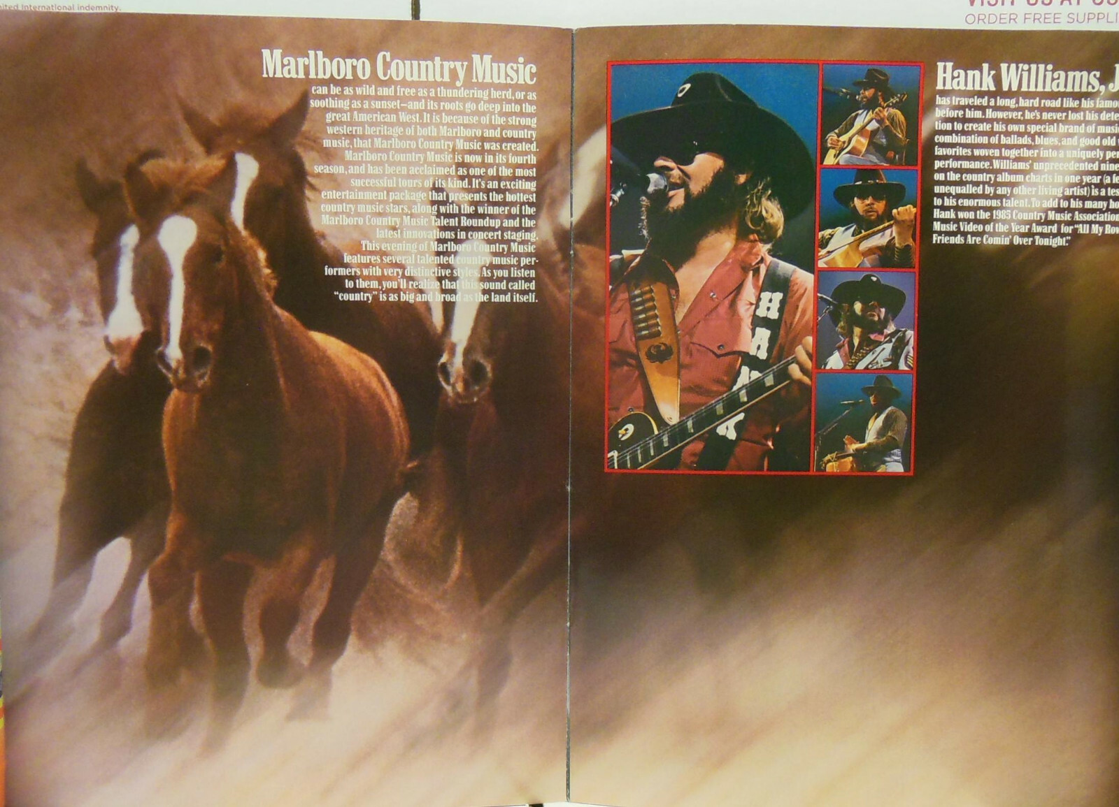1986 Marlboro Country Music Tour Program. Hank Jr, Merle Haggard, Ricky ...