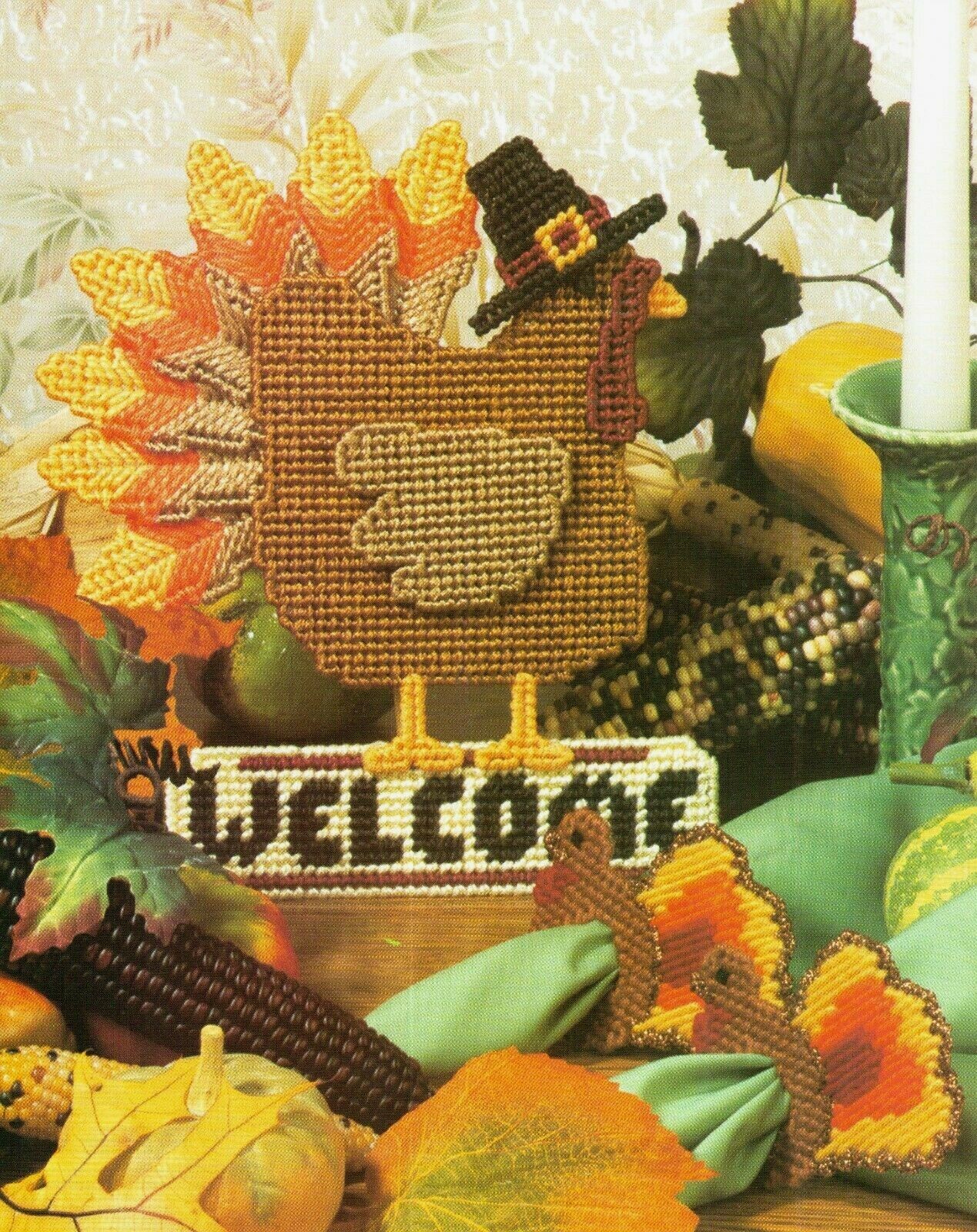 THANKSGIVING ACCENTS TURKEY WELCOME SIGN PLASTIC CANVAS PATTERN ...