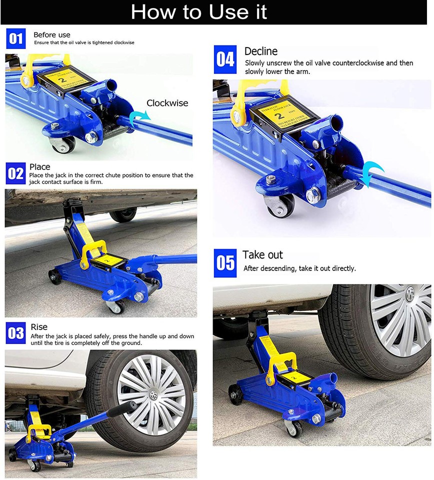 2 Ton Hydraulic Trolley Floor Jack Caravan Van 3 Ton Axle Stand Lift ...