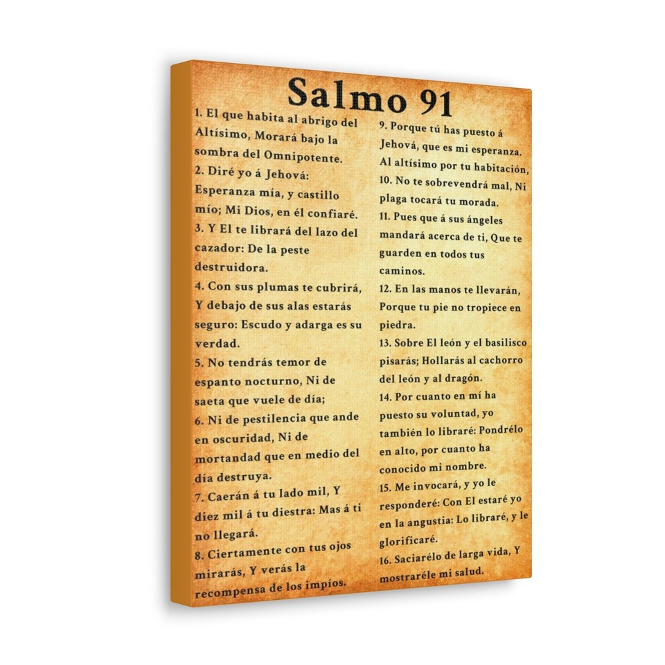 Salmo 91 Oro Psalm 91 Spanish Gold Bible Chapter Canvas Christi | eBay