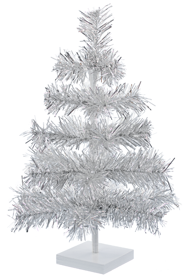 24'' Silver Christmas Tree Silver Feather Tinsel Tree Tabletop Holiday ...