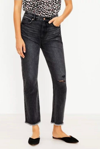 LOFT Womans Sz 31 12 Destructed The Straight Crop High Rise Raw Hem ...