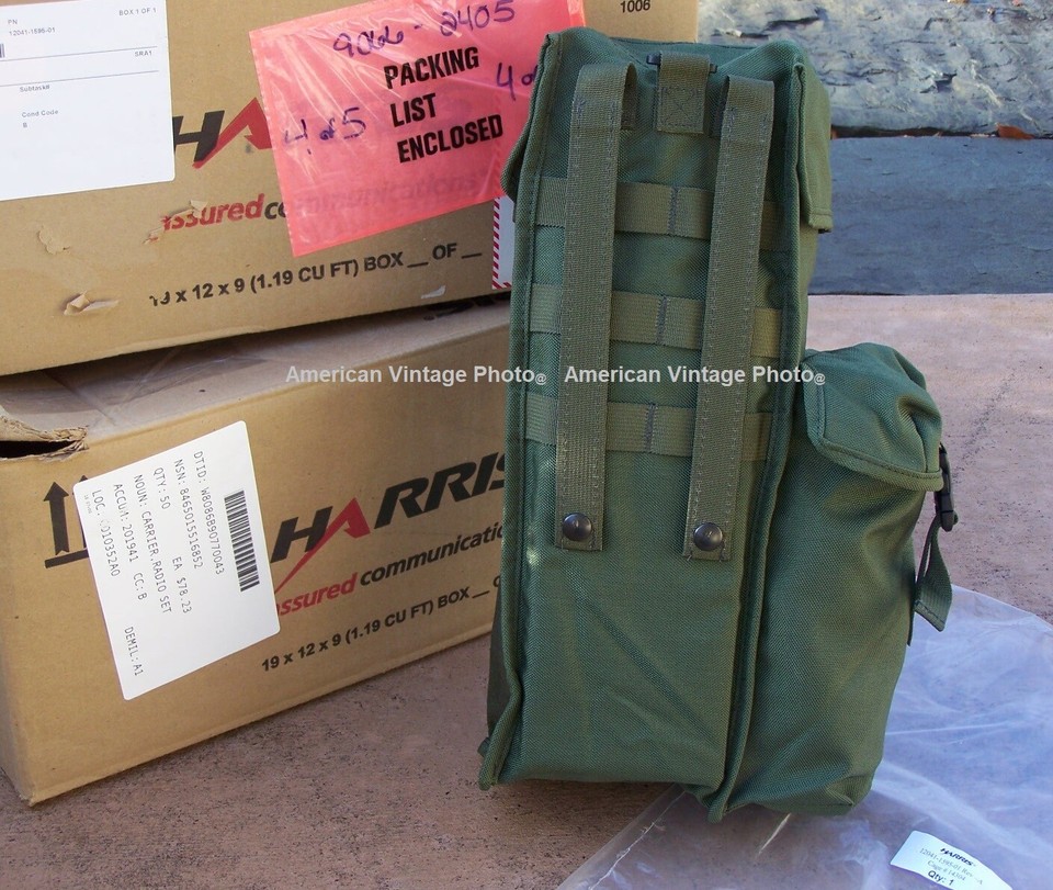 Harris Military Case Bag PRC Antenna Radio Set Handset Pouch f SINCGARS ...
