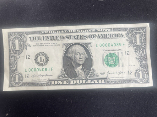 2021 ONE DOLLAR BILL FANCY LOW SERIAL NUMBER L 00004084 F | eBay