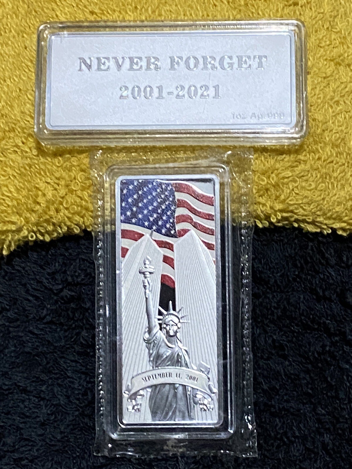 mibg.bullion .1oz Silver 911 Bar FALL OF TWIN TOWERS Colour .enamel | eBay