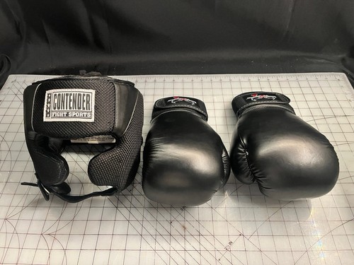 Contender Fight Sports Open Face Headgear Large + Kickboxing Gloves | eBay