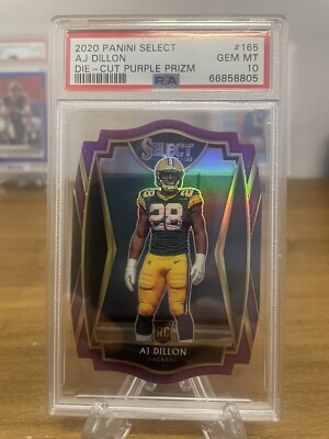 2020 Select AJ Dillon 165 Premier Level Purple Die Cut PSA 10 Gem Mint ...