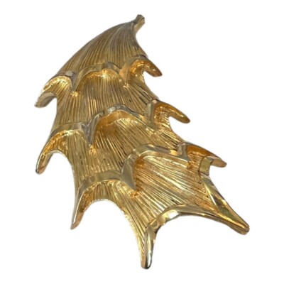 Vintage Leaf Gold-Plated Brooch Pin From 1970s Jewelry By Expan ...