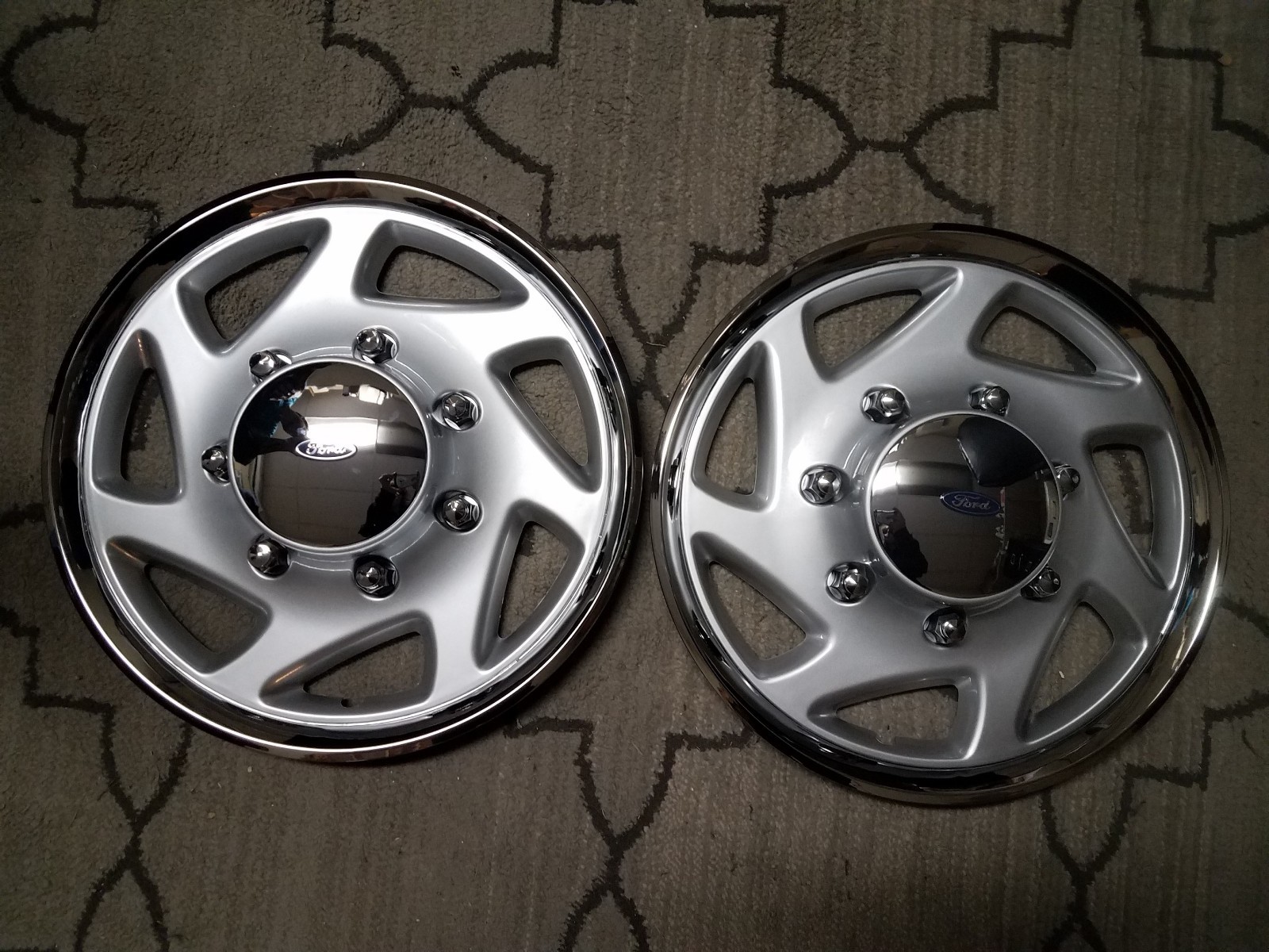1 New Pair 1995-2016 F250 F350 E250 E450 E350 E150 Van Hubcaps Wheel ...