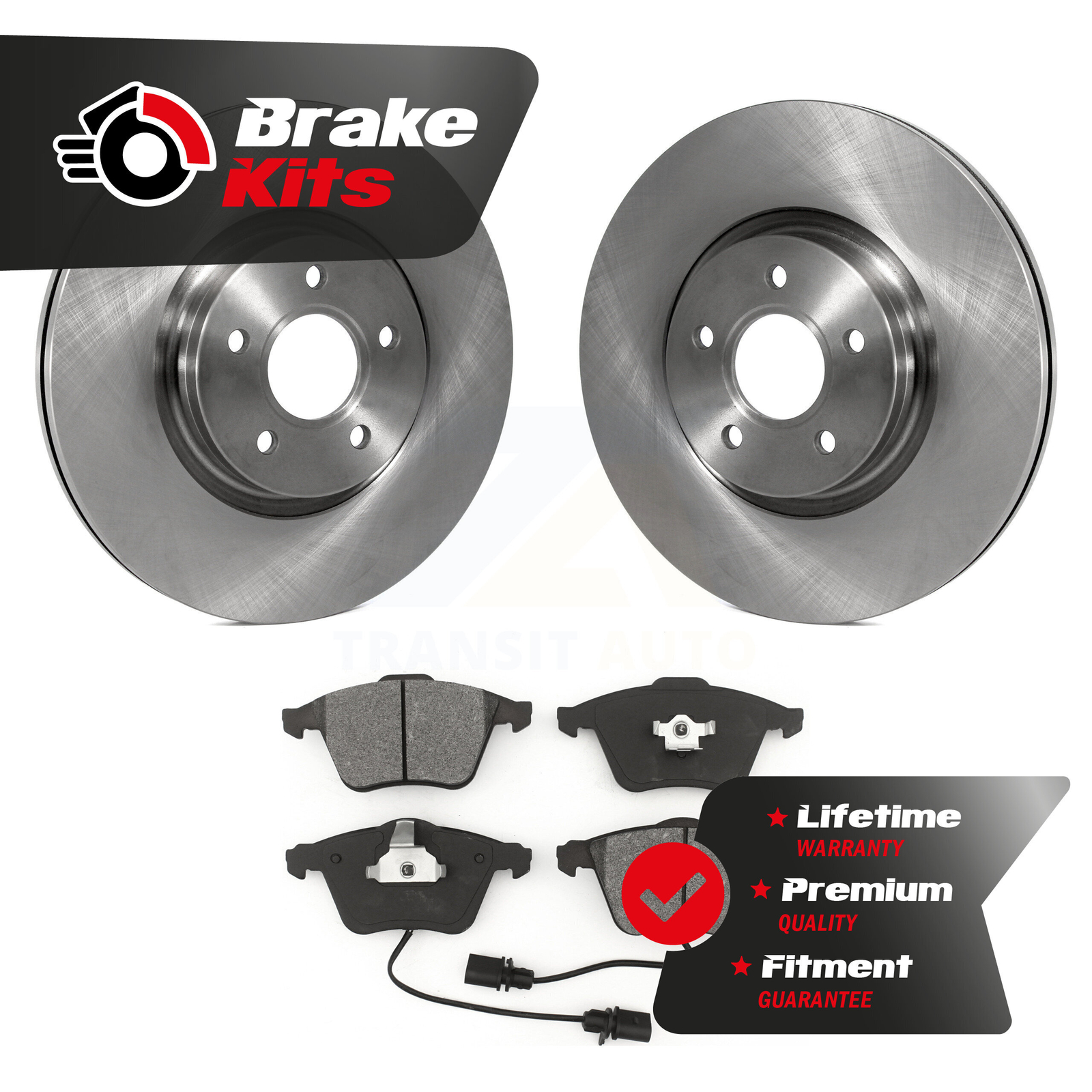 Front Disc Brake Rotor & Semi-Metallic Pad Kit For 2004-2011 Volvo S40 ...