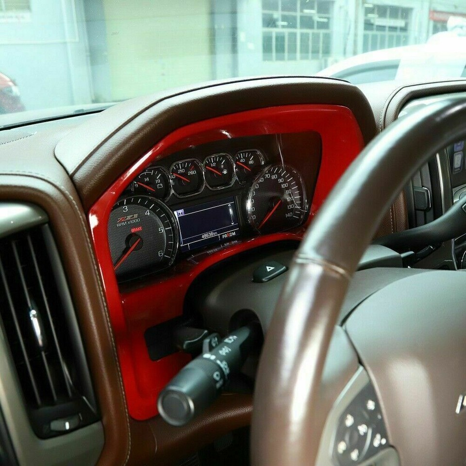 Red Center Console Dash Navigation Trim Kit For Chevy Silverado Sierra ...