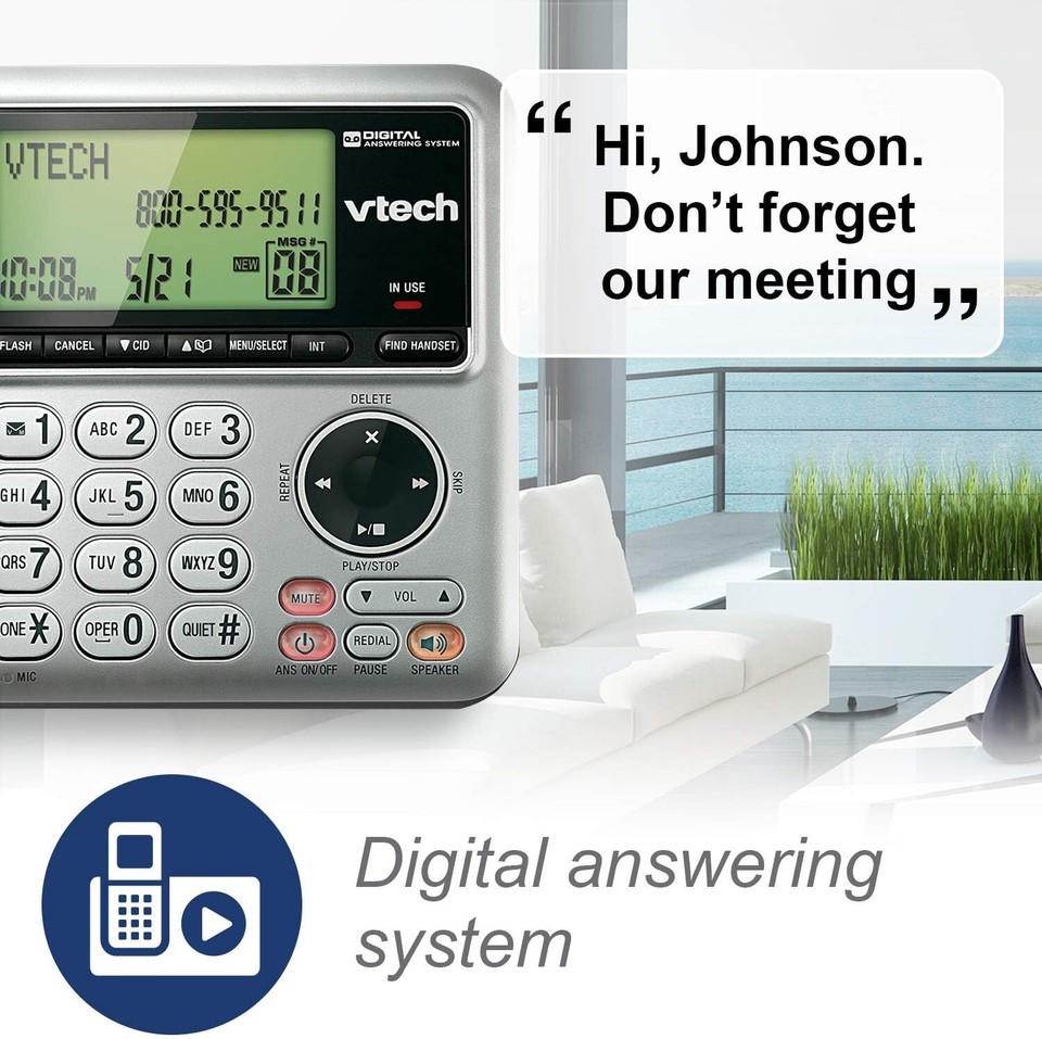 VTech CS6649-5 DECT 6.0 Expandable Corded/Cordless Phone with Answering ...