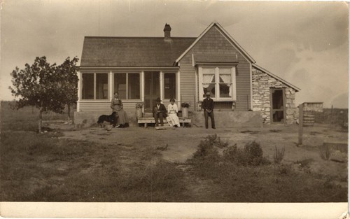 RPPC Logan Ross Homestead 1914 Family on Porch Black Dog Azo Unposted ...