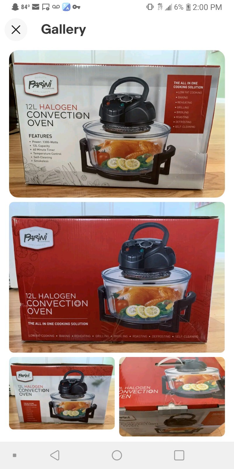 Parini Cookware 12L Halogen Convection Oven Kitchen Machine New- Open ...