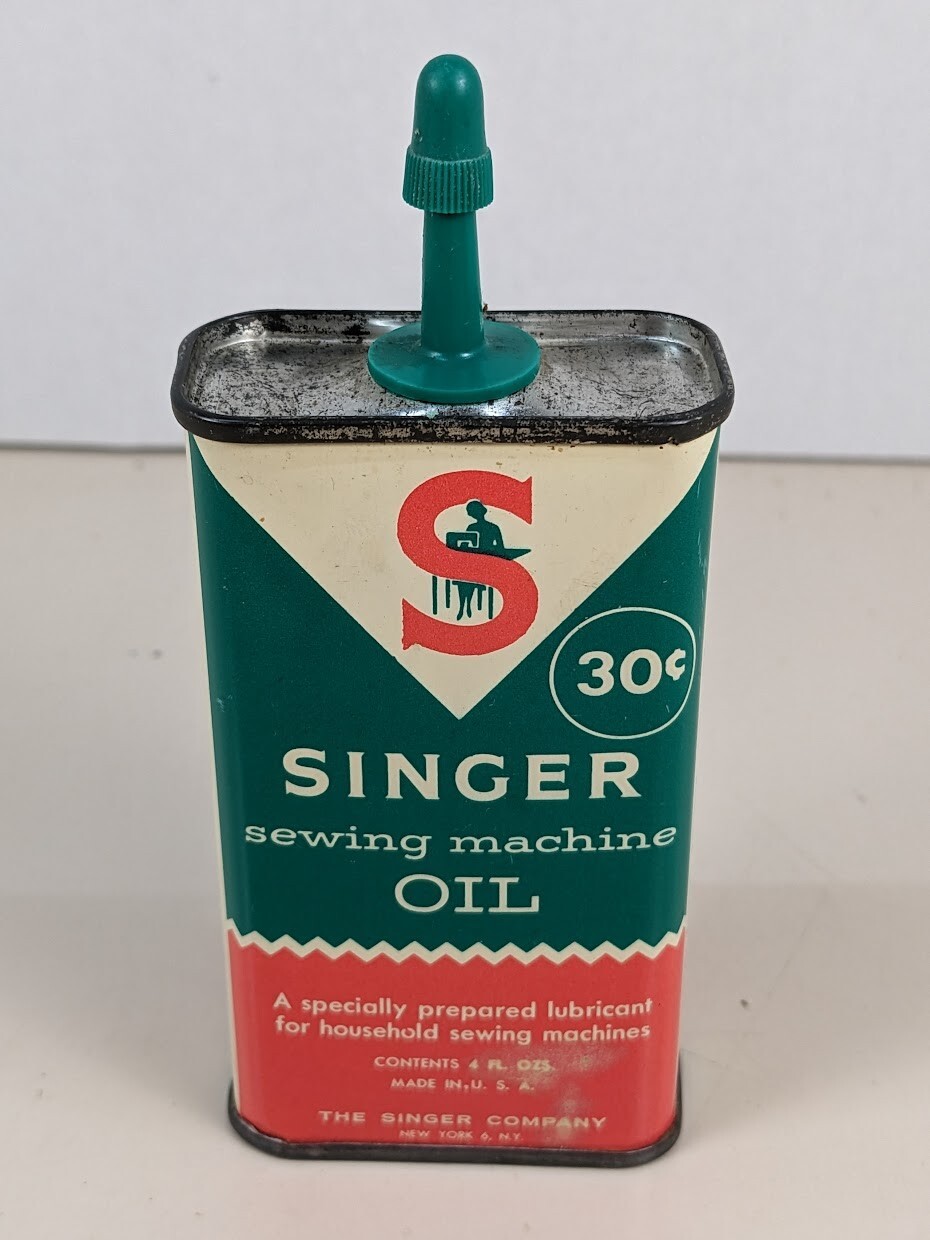 Vintage Handy Oiler, "SINGER" - Sewing Machine Oil ~ 4oz Tin Oil Can ...