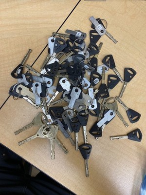 Abloy High security double sided keys. 42 keys from a master keyed set ...