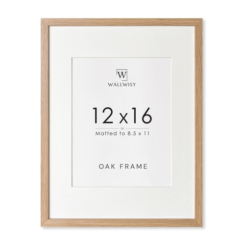 12x16 Solid Oak Picture Frame, 12x16 Wooden Photo Frame with Mat, 12 ...