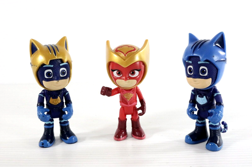 PJ Masks Lot of 3 Action Figures 3" Toys Catboy Owlette in Gold Helmet ...