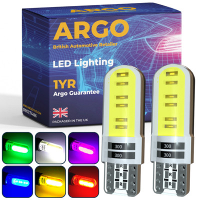 2x T10 501 Led Car Side Light bulbs Xenon White Cob W5W Sidelight ...