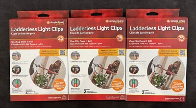 LOT OF 3 - SIMPLE LIVING - LADDERLESS LIGHT CLIPS - 25 PER BOX - BRAND NEW | eBay