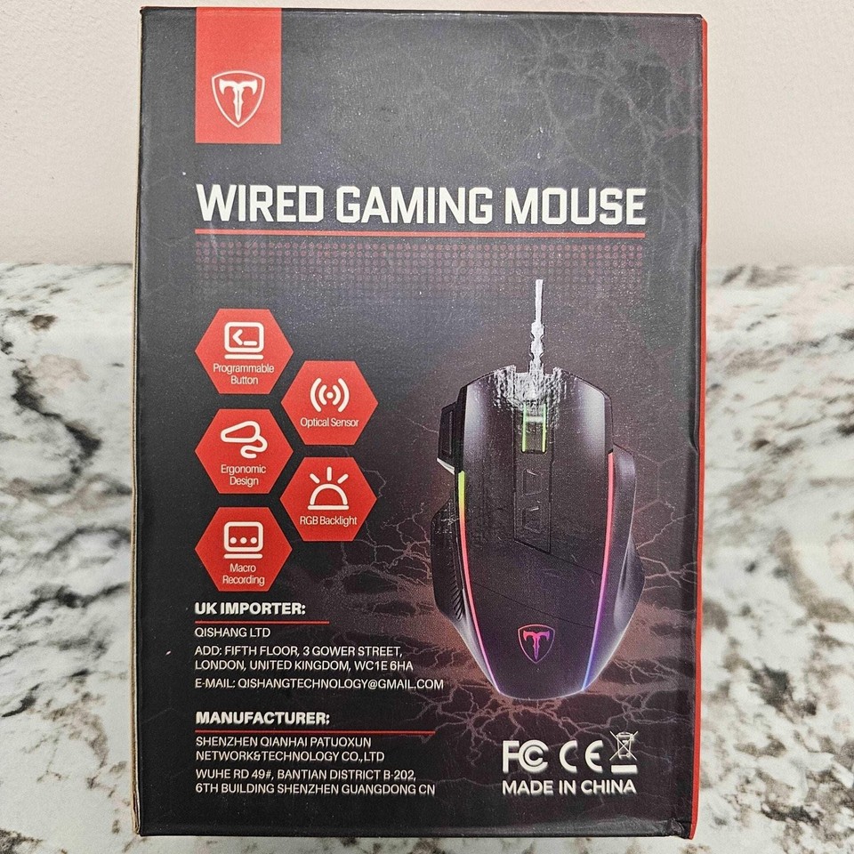 Pictek PC278A Wired Gaming Mouse - 8000DPI, 8 Prog Btns, RGB, Ergo ...