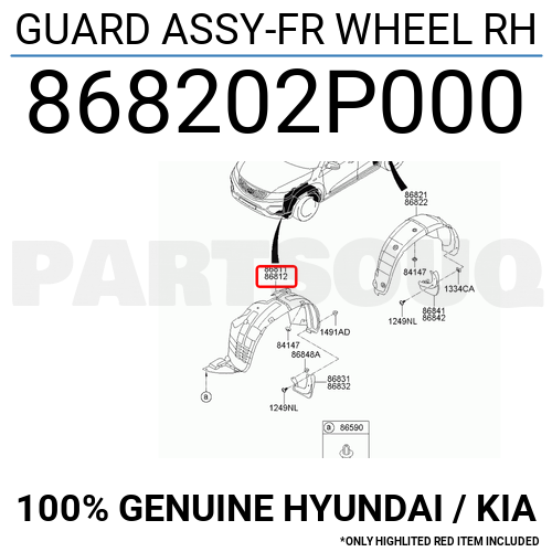 868202P000 Genuine Hyundai / KIA GUARD ASSY-FR WHEEL RH | eBay