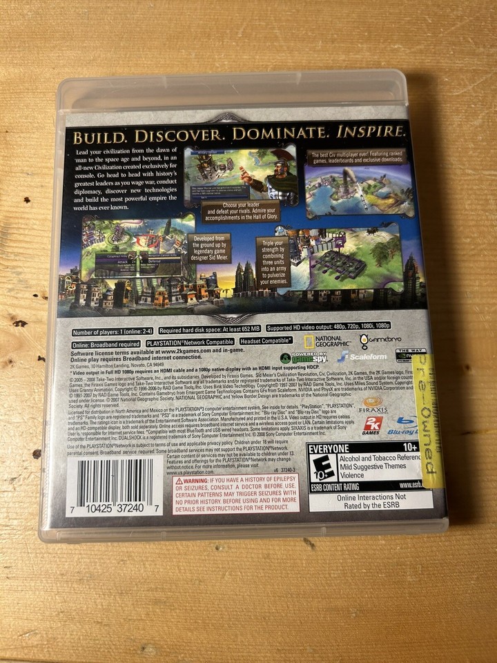 Sid Meier's Civilization Revolution (Sony PlayStation 3, 2008) Complete ...